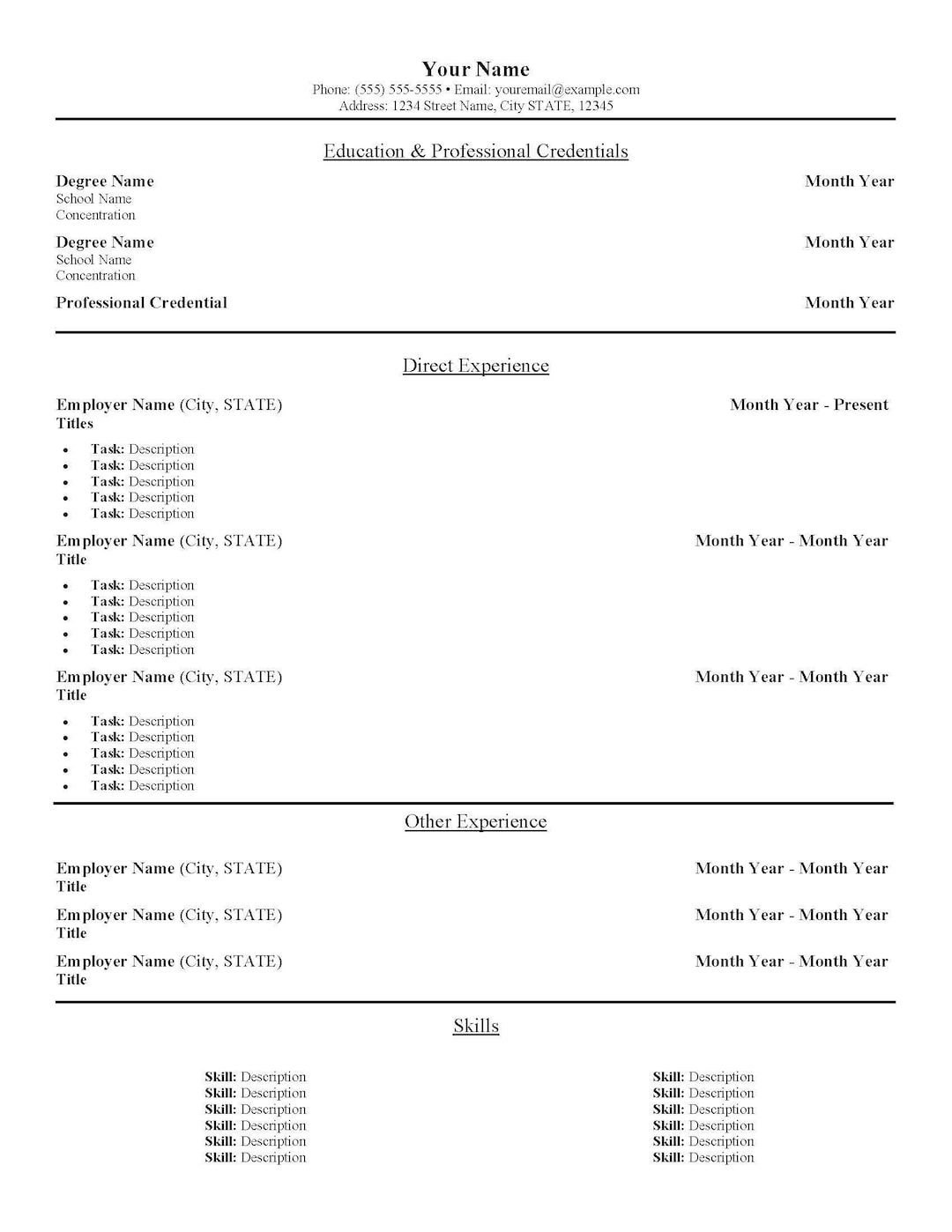 Simple Minimal Professional Resume Template - Etsy