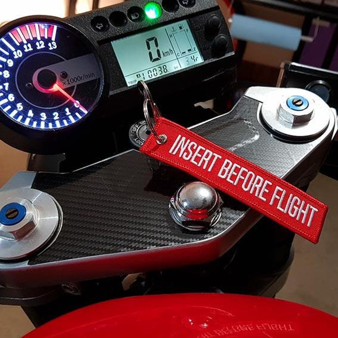 INSERT BEFORE FLIGHT Motorcycle Keychain, Key Tag, Motorcycle Gift for ...