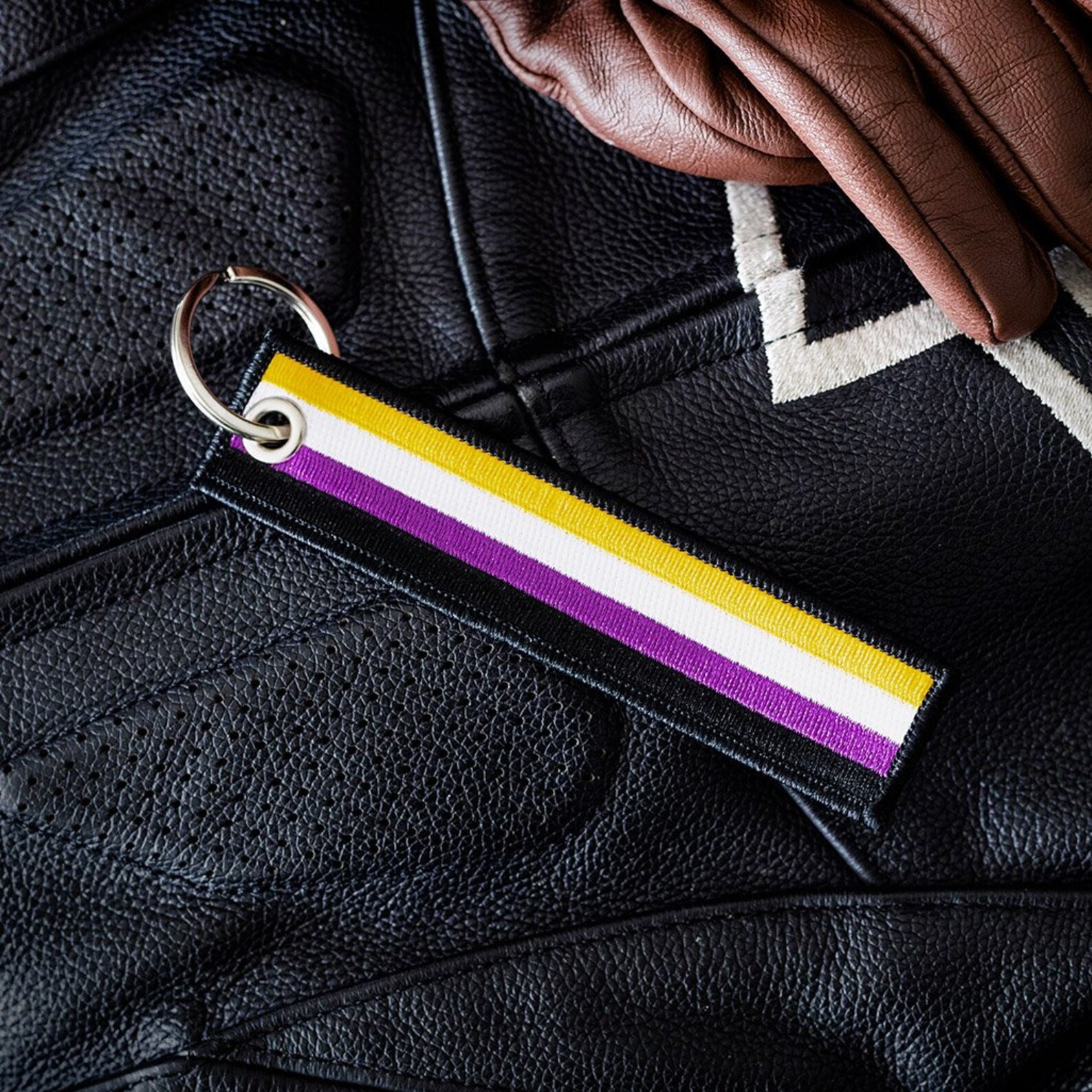 Non Binary Pride Flag Keychain Key Fob Accessory for Keys | Etsy