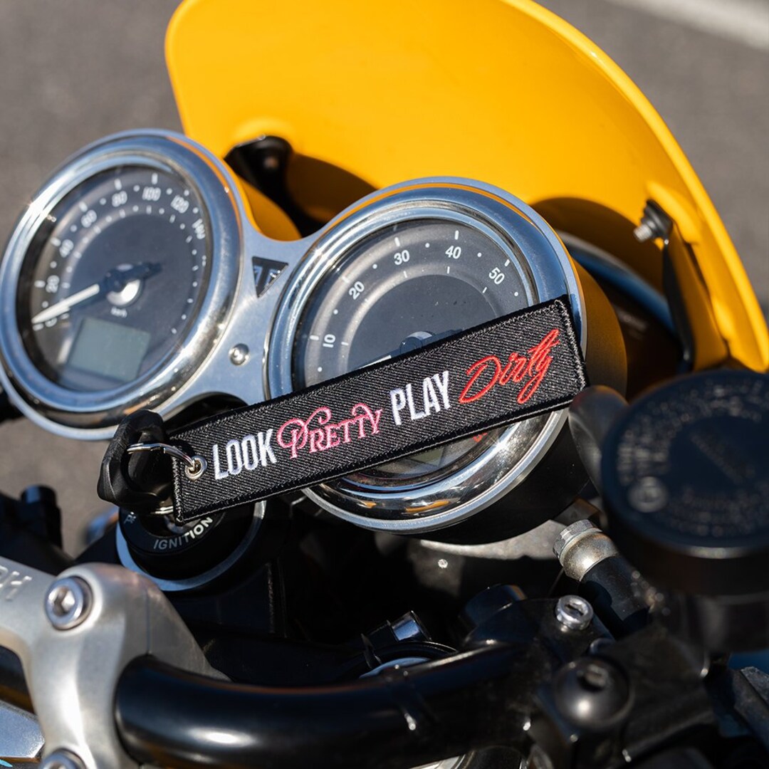 Look Pretty Play Dirty Motorcycle Keychain, Key Tag, Gift for Female ...