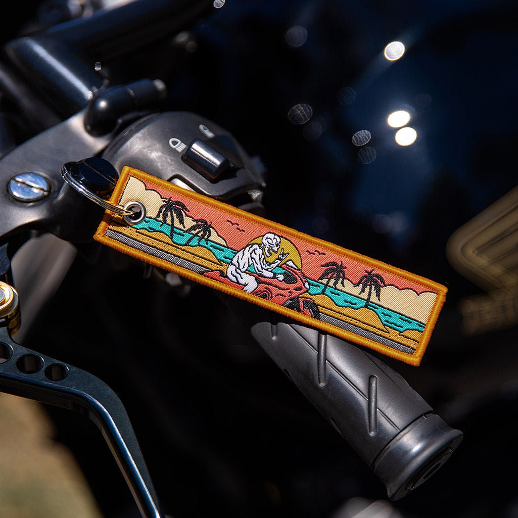 Skull Beach Rider Motorcycle Keychain Key Tag Motorcycle - Etsy