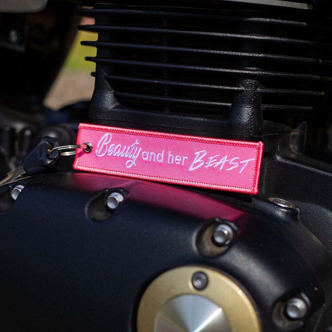 Beauty and Her Beast Motorcycle Keychain, Key Tag, Gift for Female ...