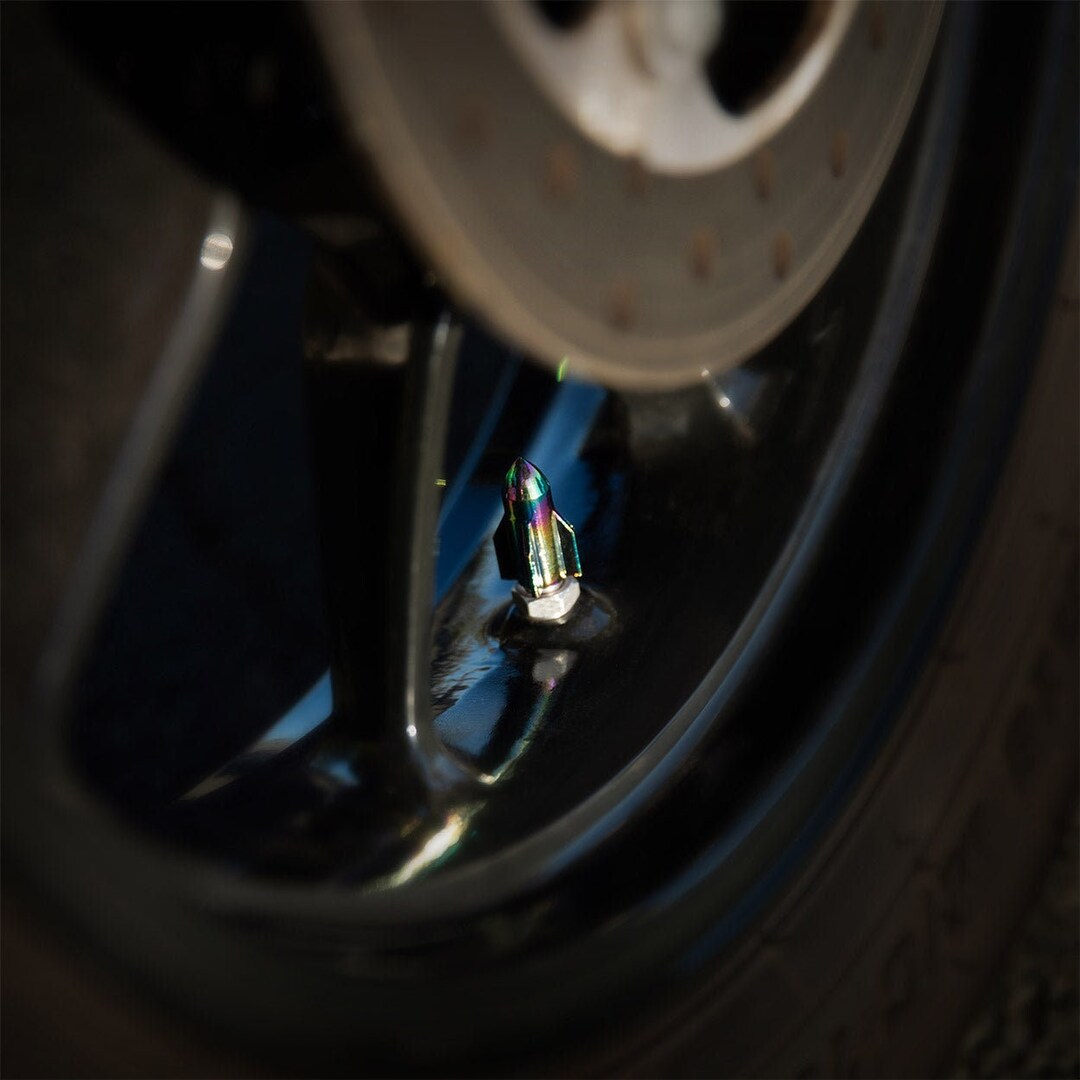 Rocket Oil Slick Motorcycle Valve Caps, Tire Valve Caps, Gift for ...