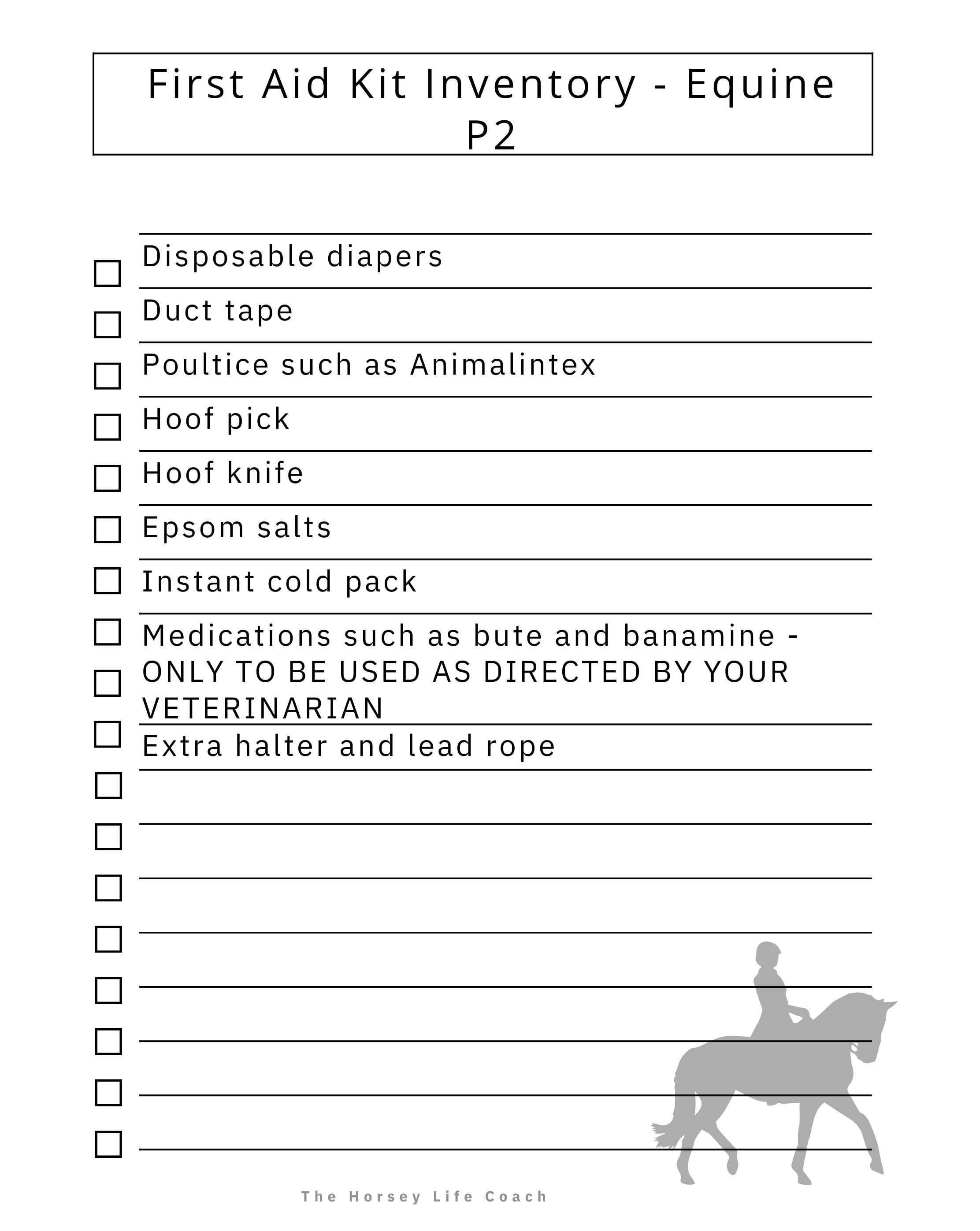 Printable Horse Record, Vet and Blacksmith, Horse Health Records, Horse ...