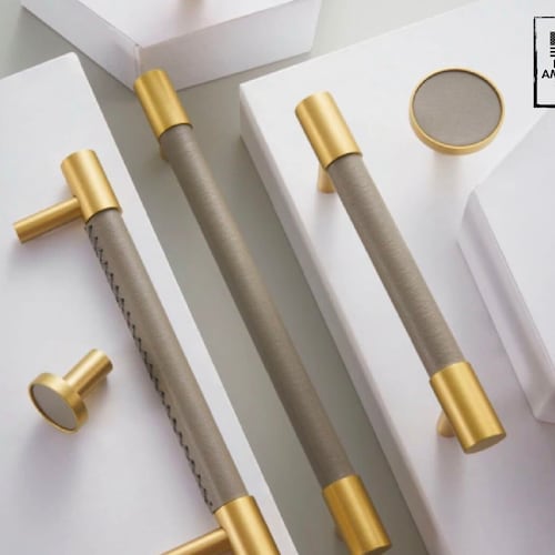 Brass Leather Cabinet Pulls Drawer Pulls Knobs Handles Solid - Etsy