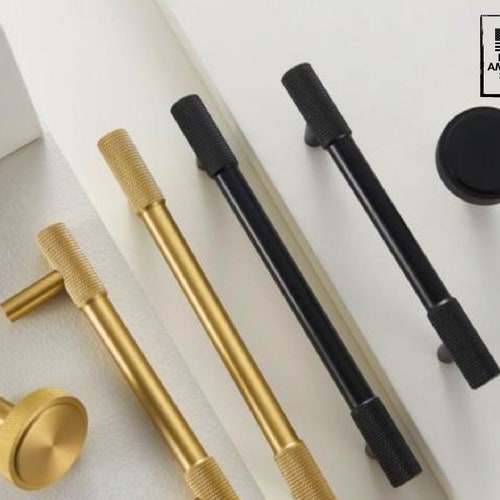 Knurled Solid Brass Cabinet Handles Modern Door Pulls - Etsy