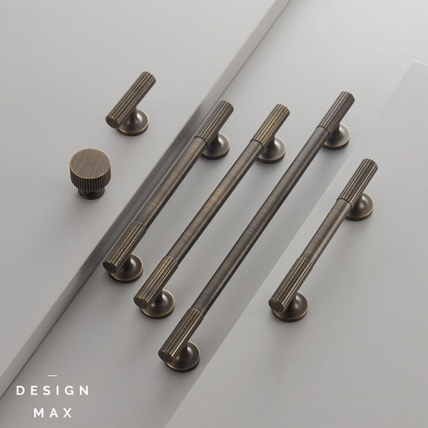 Antique Brass Modern Cabinet Hardware - Etsy