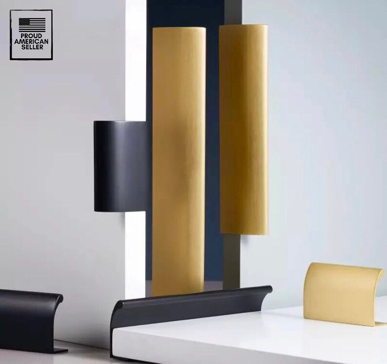 Modern Matte Black Kitchen Hardware: Drawer Handles Edge - Etsy