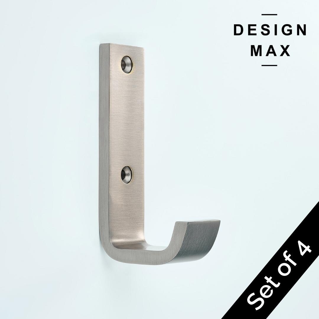 Satin Silver Mudroom Wall Hook, Coat Wall Hook, Brushed Towel Hooks, Double Wall Hooks, Hand ...