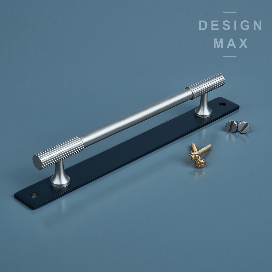 Solid Brass Handles Linear Knurled satin Silver Cabinet Pulls for ...