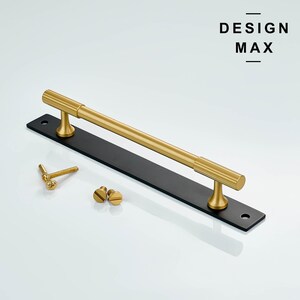 Marlowe Matte Brass Solid Brass Cabinet Pull With Backplate | Brass ...