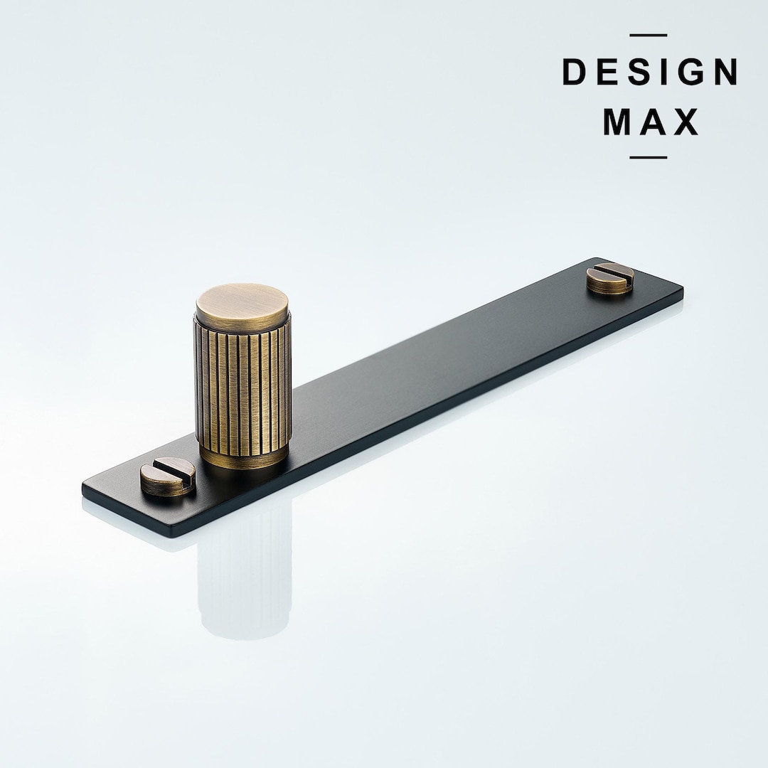 Antique Brass Cabinet Knobs With Backplates, Modern Hardware, Kitchen ...