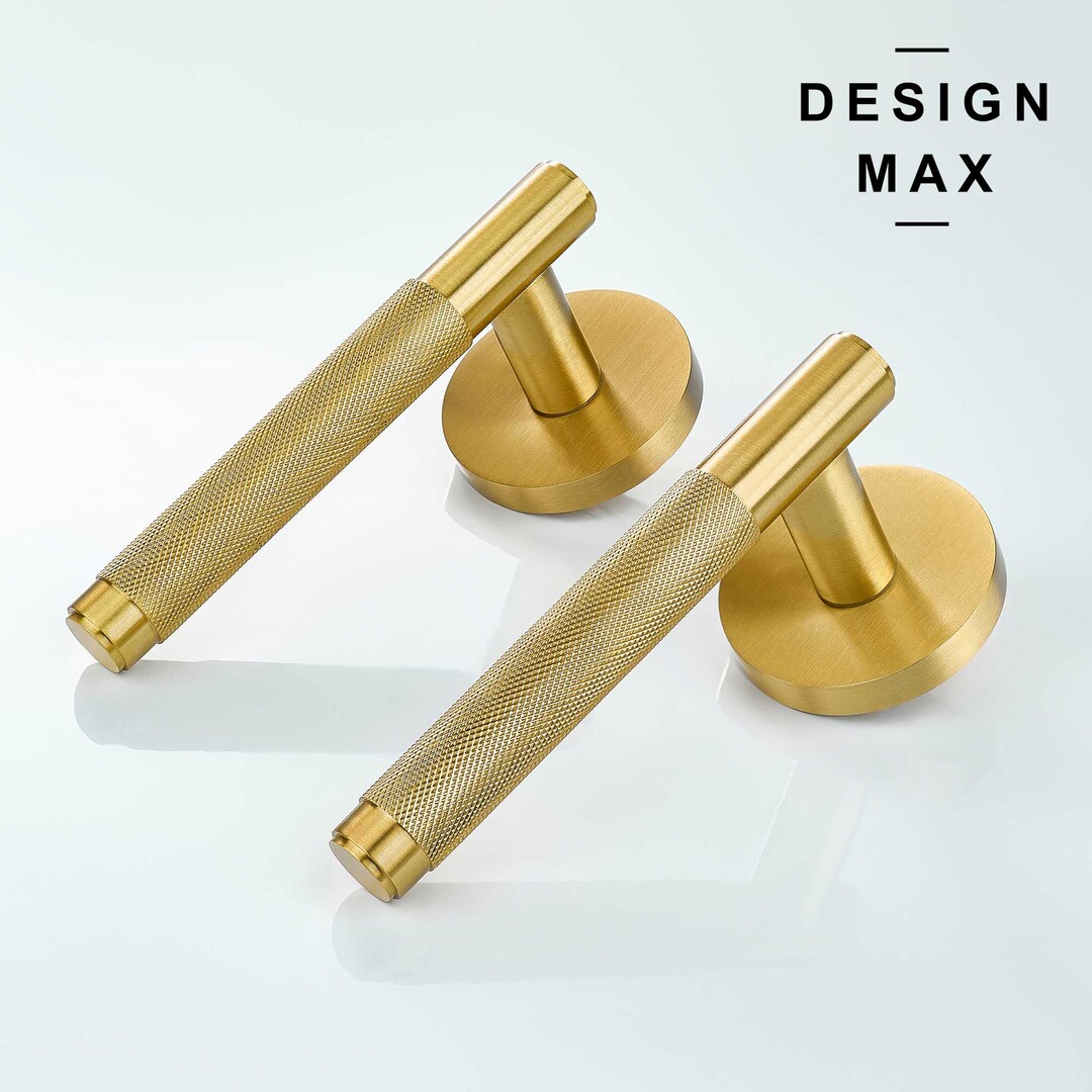 Satin Brass Knurled Interior Door Set | Luxury Door Hardware | Solid ...