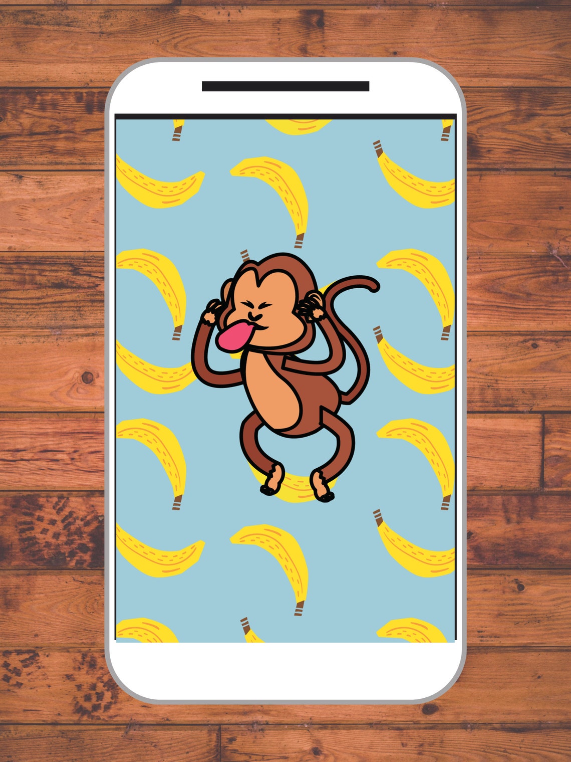Cute Monkey Bananas Cell Phone Wallpaper Background iPhone Android ...