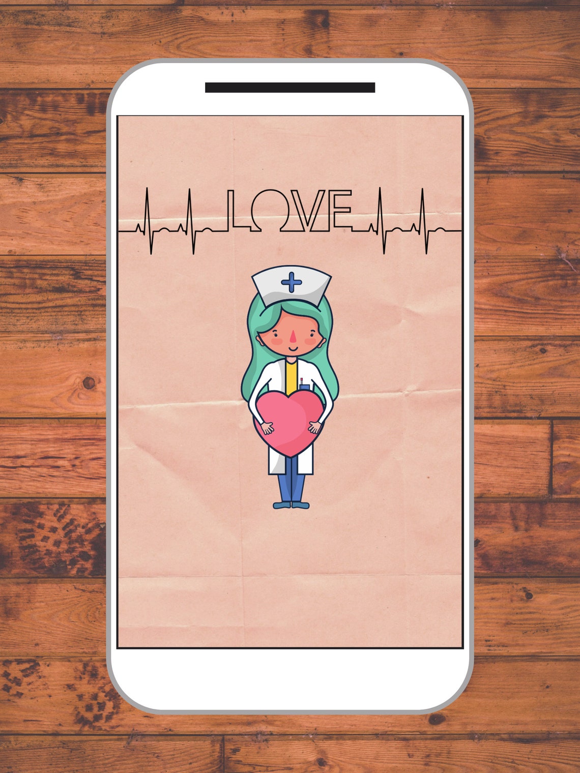 Nurse Cell Phone Wall Paper Background Pink EKG Love Digital Download ...