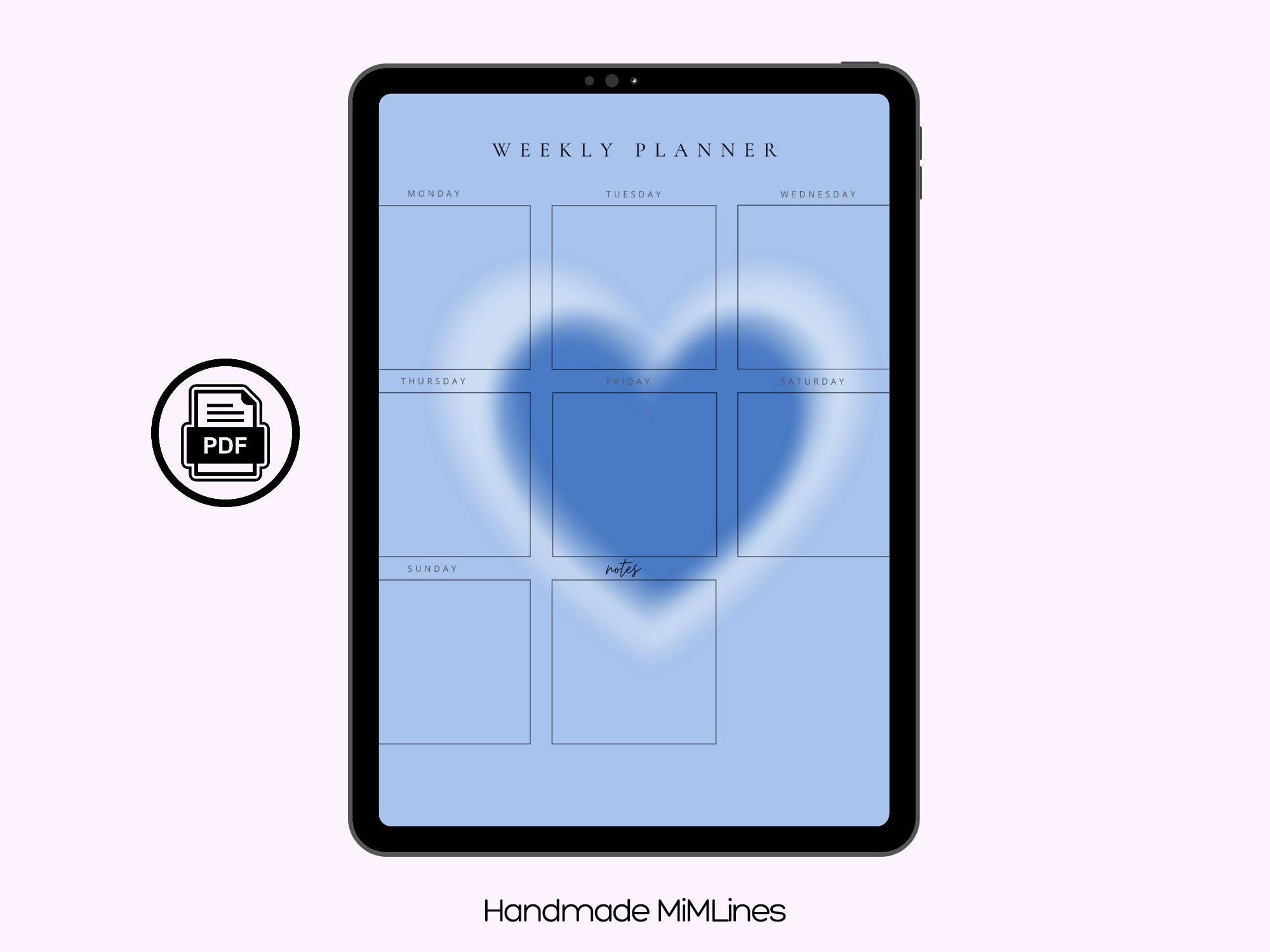 Heart Weekly Planner Aesthetic Planner Danish Pastel Color - Etsy