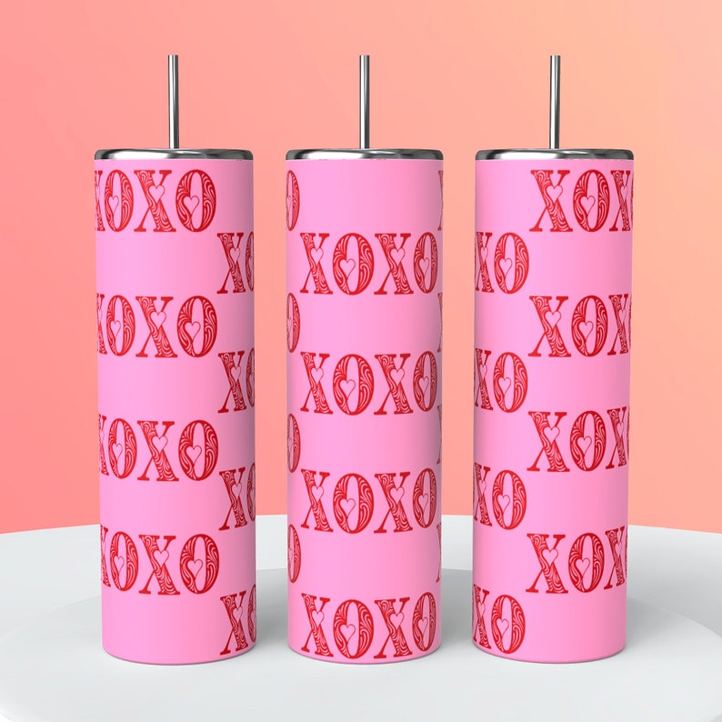 20 Oz Skinny Tumbler Design Template Valentine XOXO Heart Tumbler Wrap ...