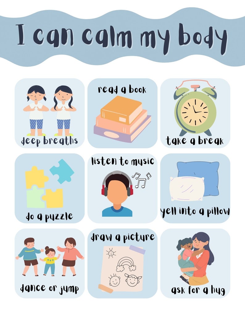 Children's Calm Down Corner Chart, Visual Aid for Autism/adhd ...