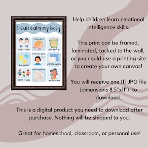 Children's Calm Down Corner Chart, Visual Aid for Autism/adhd ...