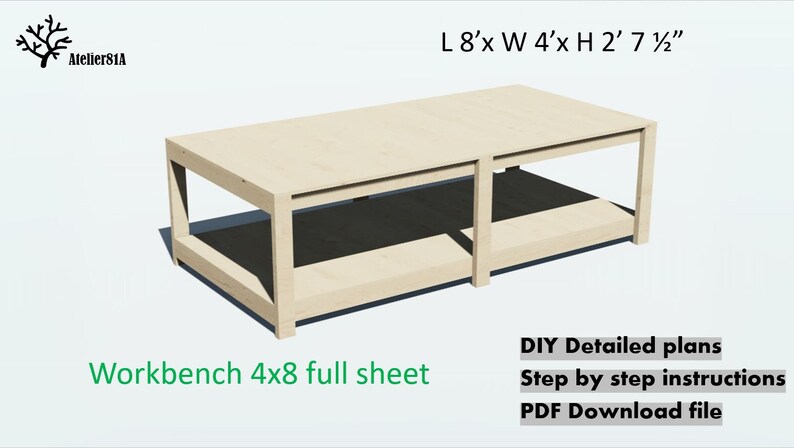 4x8 Workbench Plans. Workshop Table. DIY Step by Step Pdf | Etsy Canada