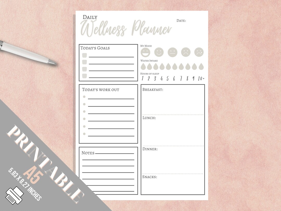 Daily Wellness Planner Printable Wellness Planner Wellness Planner PDF ...