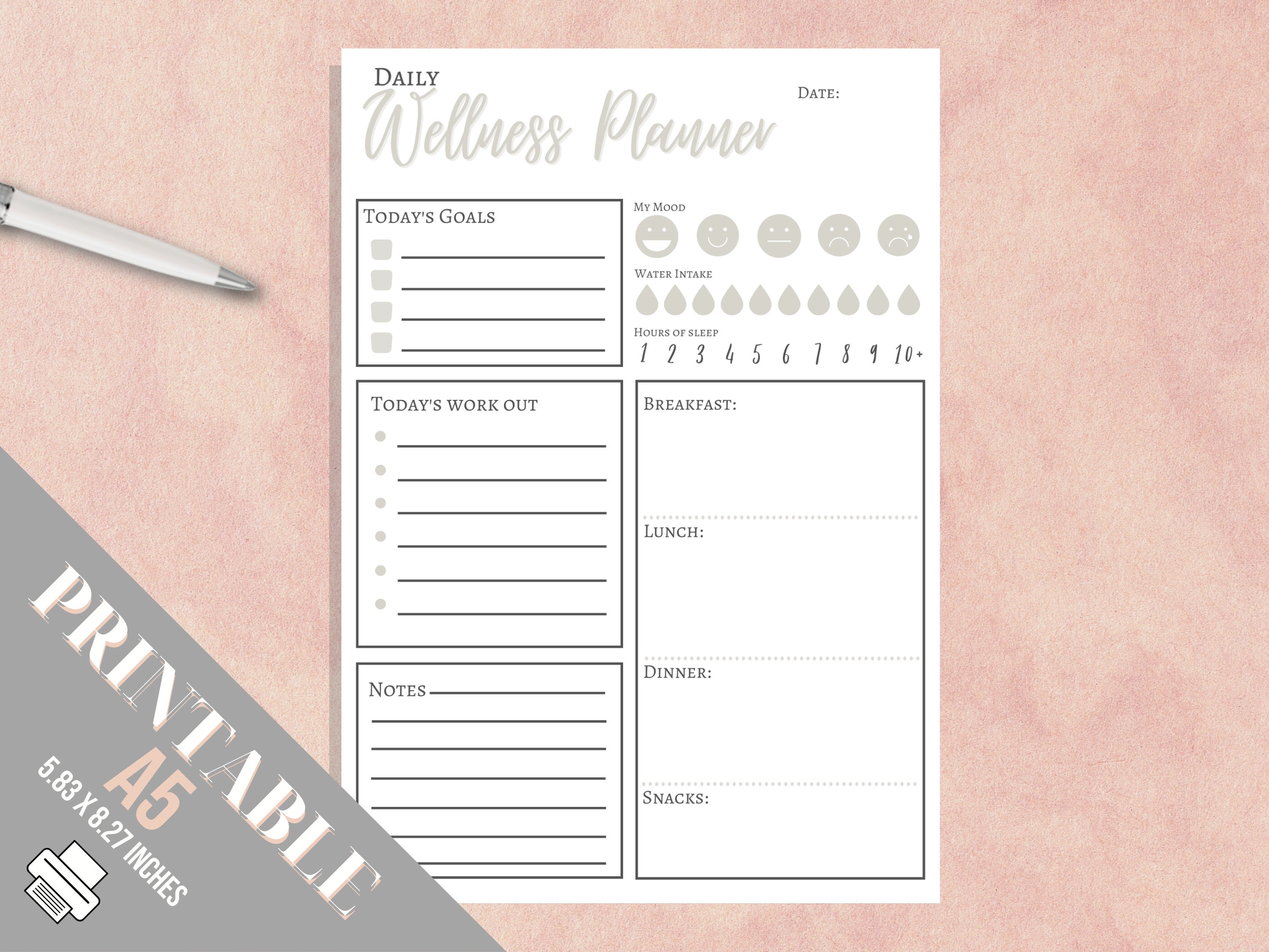 Daily Wellness Planner Printable Wellness Planner Wellness Planner PDF ...