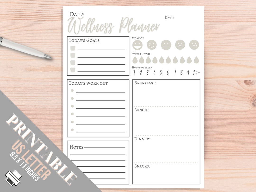Daily Wellness Planner Printable Wellness Planner Wellness Planner PDF ...