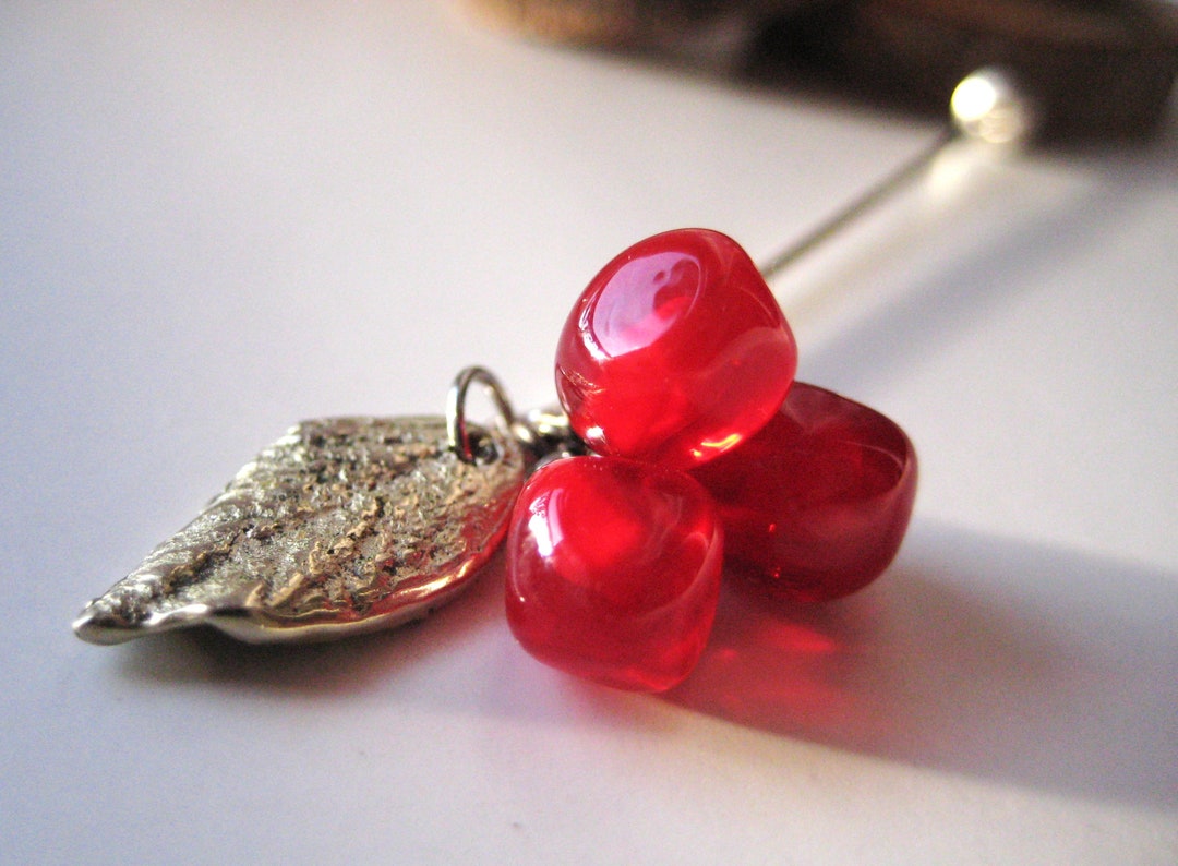 Fibula Brooch With Blowtorch-spun Pomegranate Seeds Red Fruits in ...