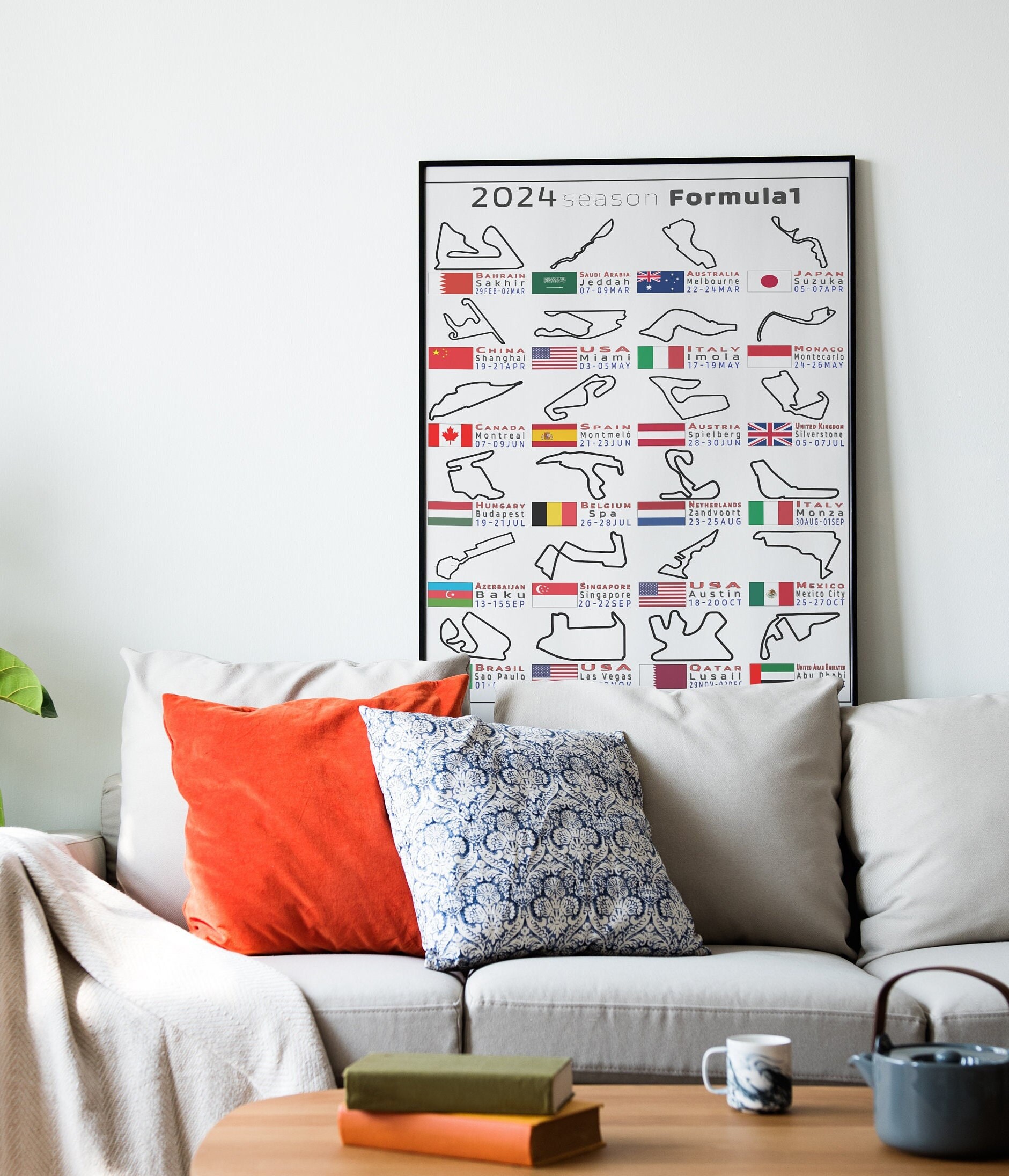 2024 Formula 1 Calendar Digital Download, Printable Formula One Race ...