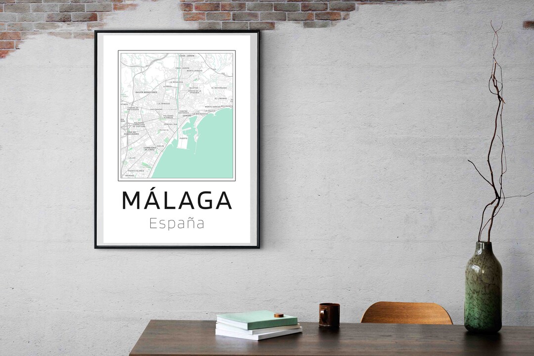 MÁLAGA: Modern and Detailed City Map to Download Minimalist Art and ...