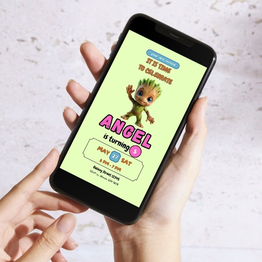 ANIMATED DIGITAL Birthday Groot INVITATION | Downloadable Editable ...