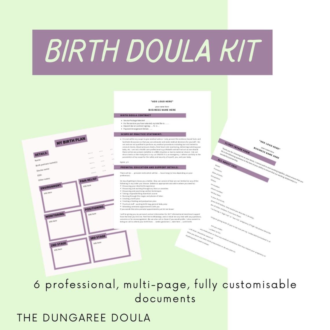 Editable Birth Doula Intake Form Kit 6 Documents Fully Customisable - Etsy