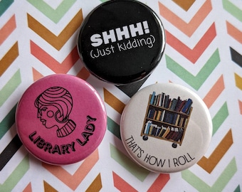 Library Buttons | Etsy