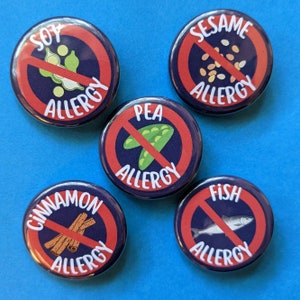 Allergy Alert Pins, Build Your Own Allergy Alert Set, Multiple Allergy ...