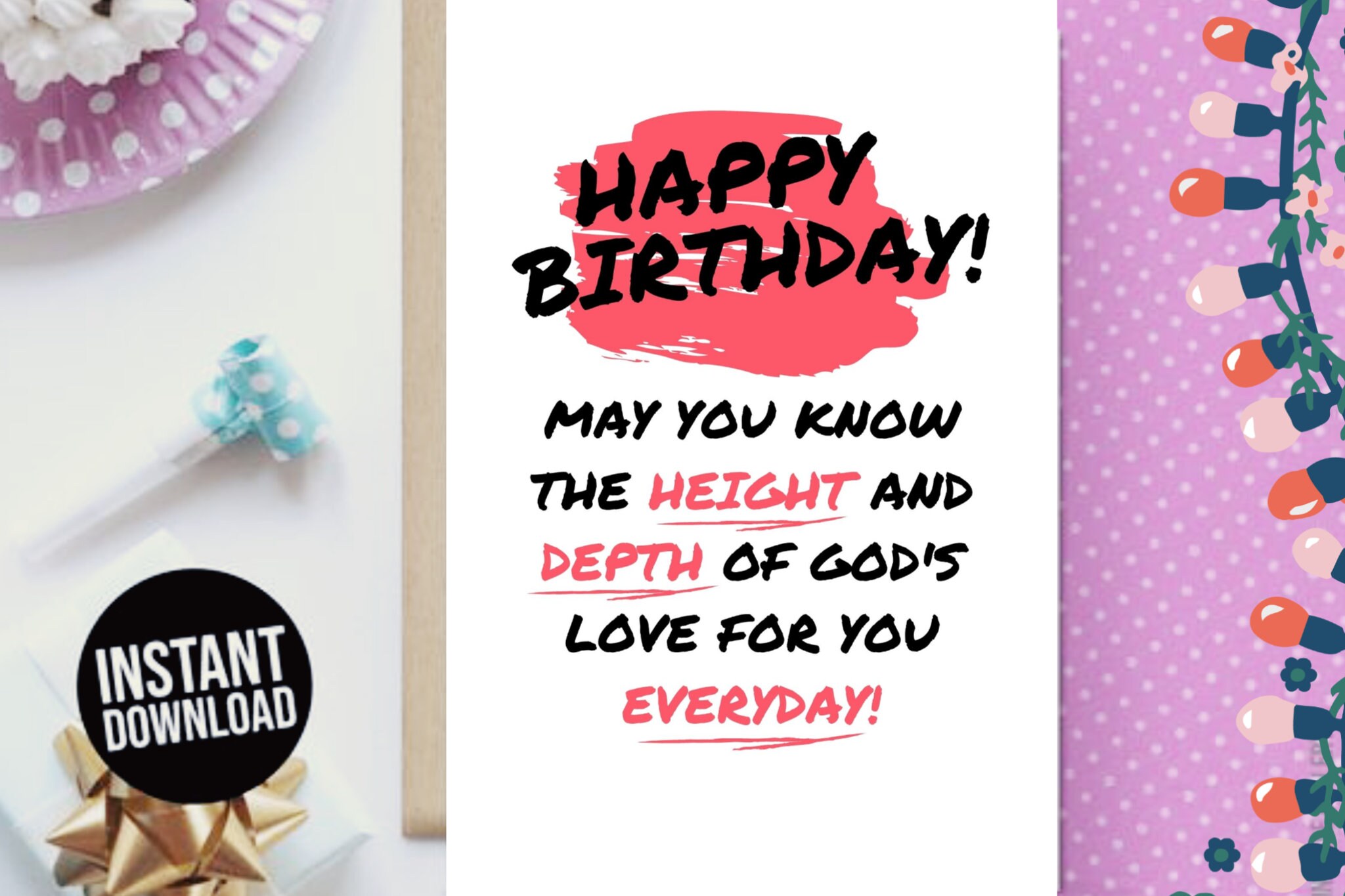 Printable Birthday Card God's Love Christian Greeting Card Downloadable ...