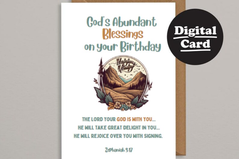 Printable Birthday Card Christian Bible Scripture Downloadable Digital ...