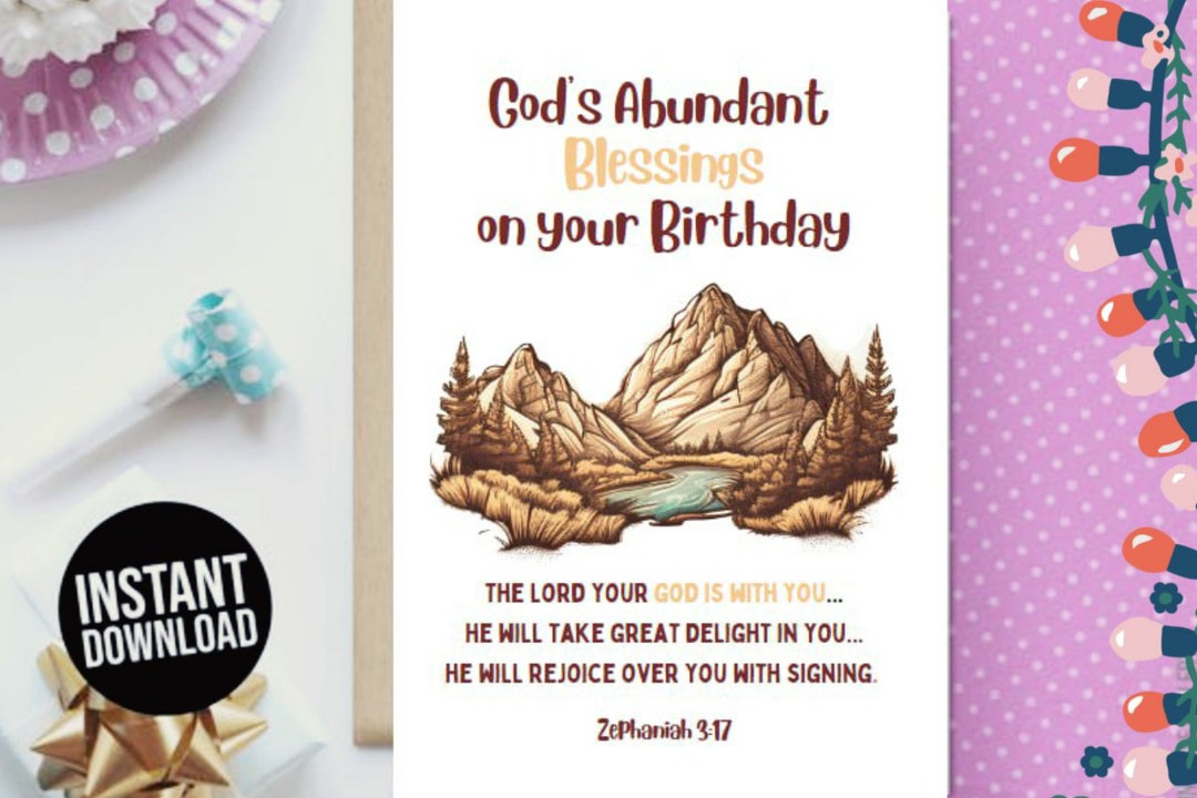 Printable Birthday Card Christian Bible Scripture Downloadable Digital ...