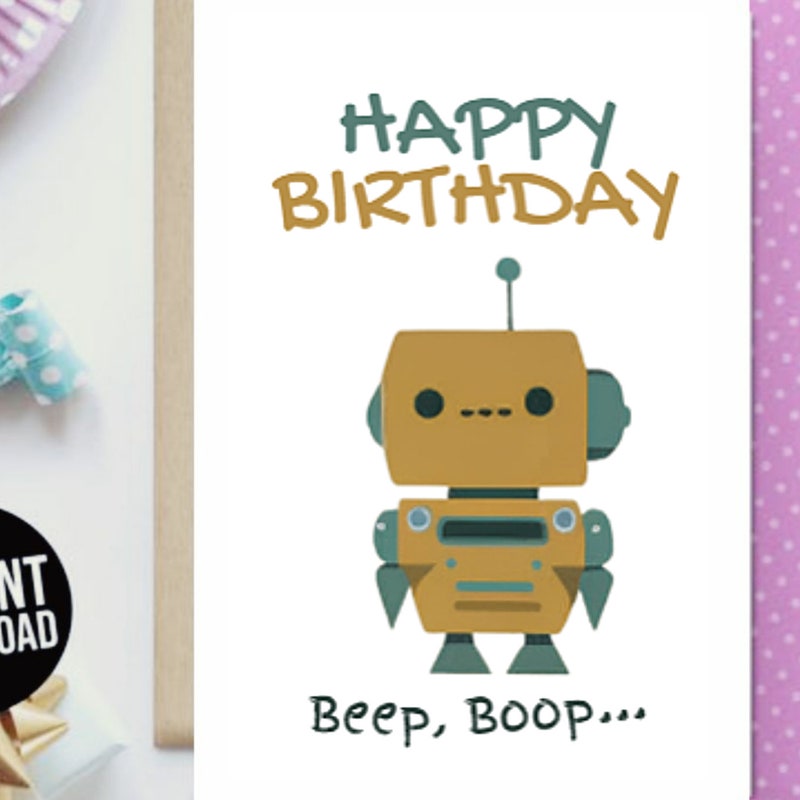 Robot Birthday Card - Etsy