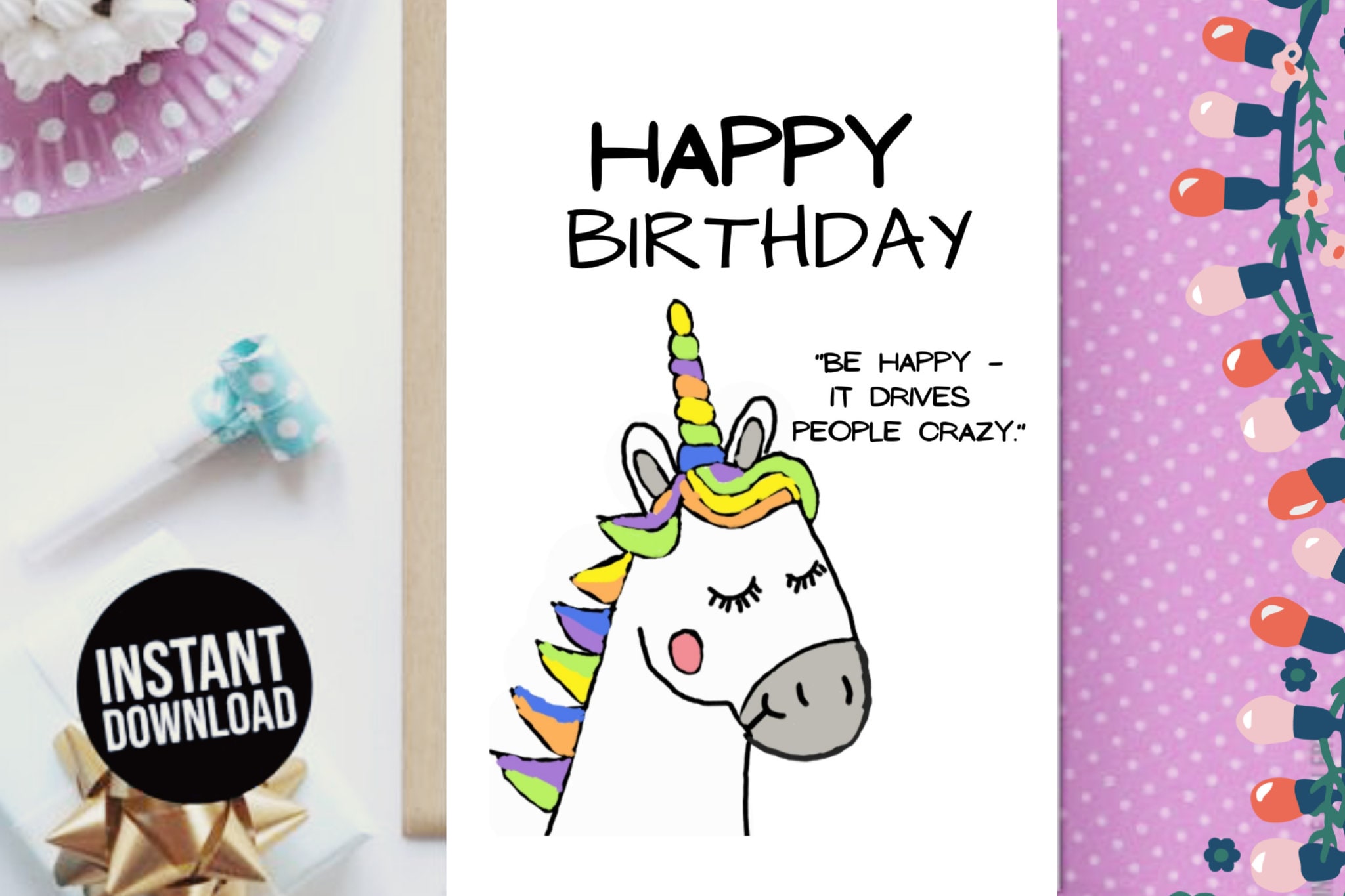 Birthday Card Printable Comedy Greeting Card Downloadable Digital ...