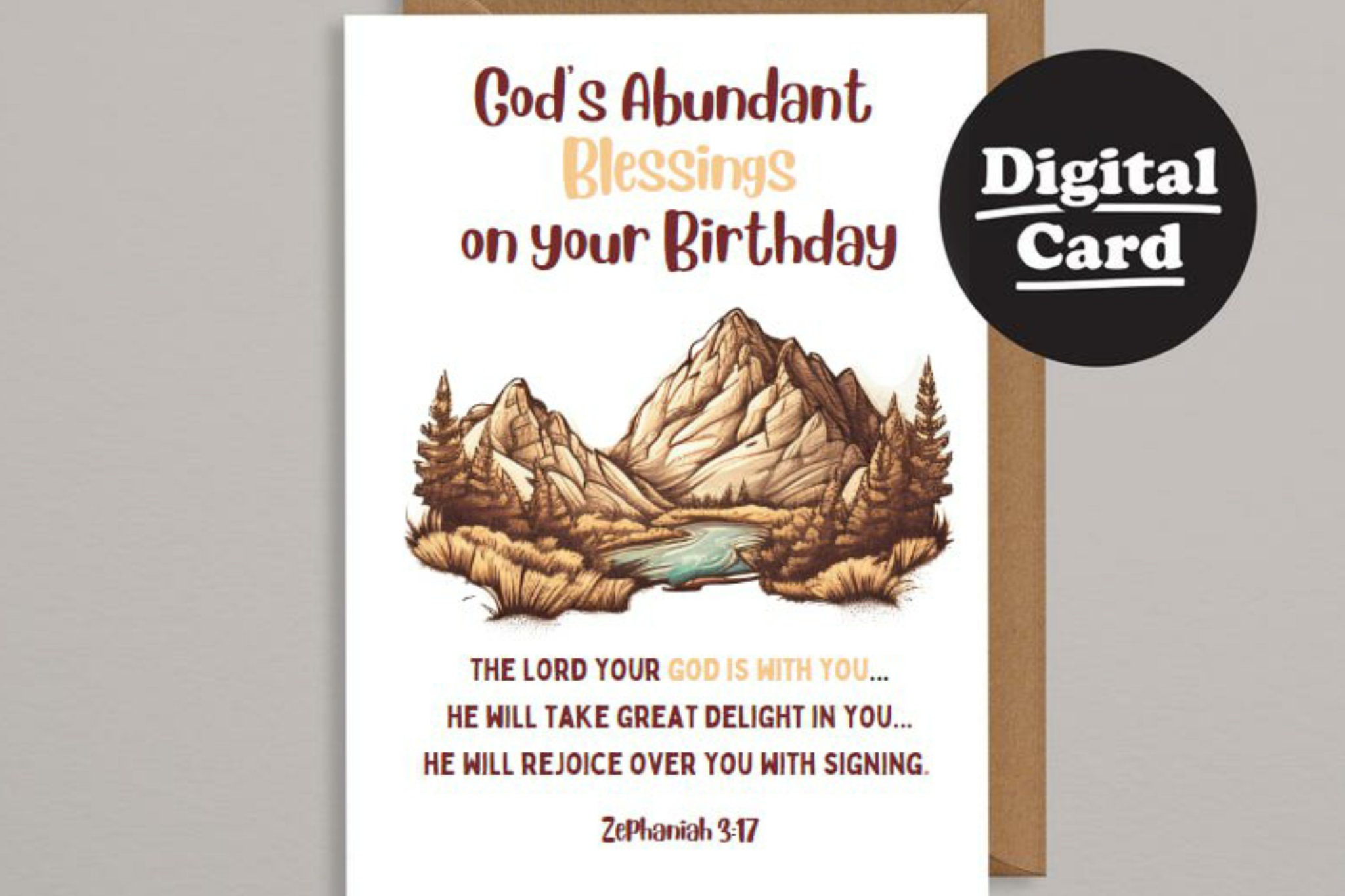 Printable Birthday Card Christian Bible Scripture Downloadable Digital ...