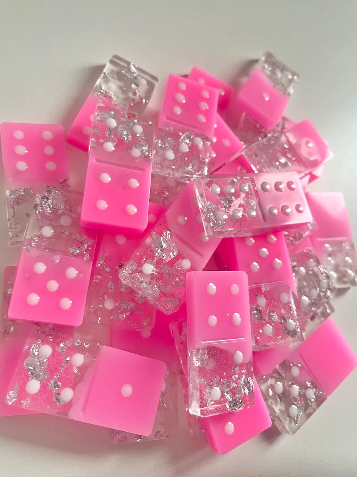 Pink Pastel Handmade Resin Dominoes, Customised Dominoes, Pastel ...