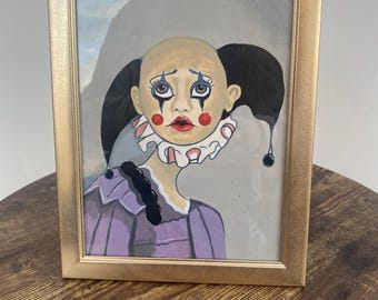 Sad Clown Girl at the Circus Original Acrylic Painting - Etsy