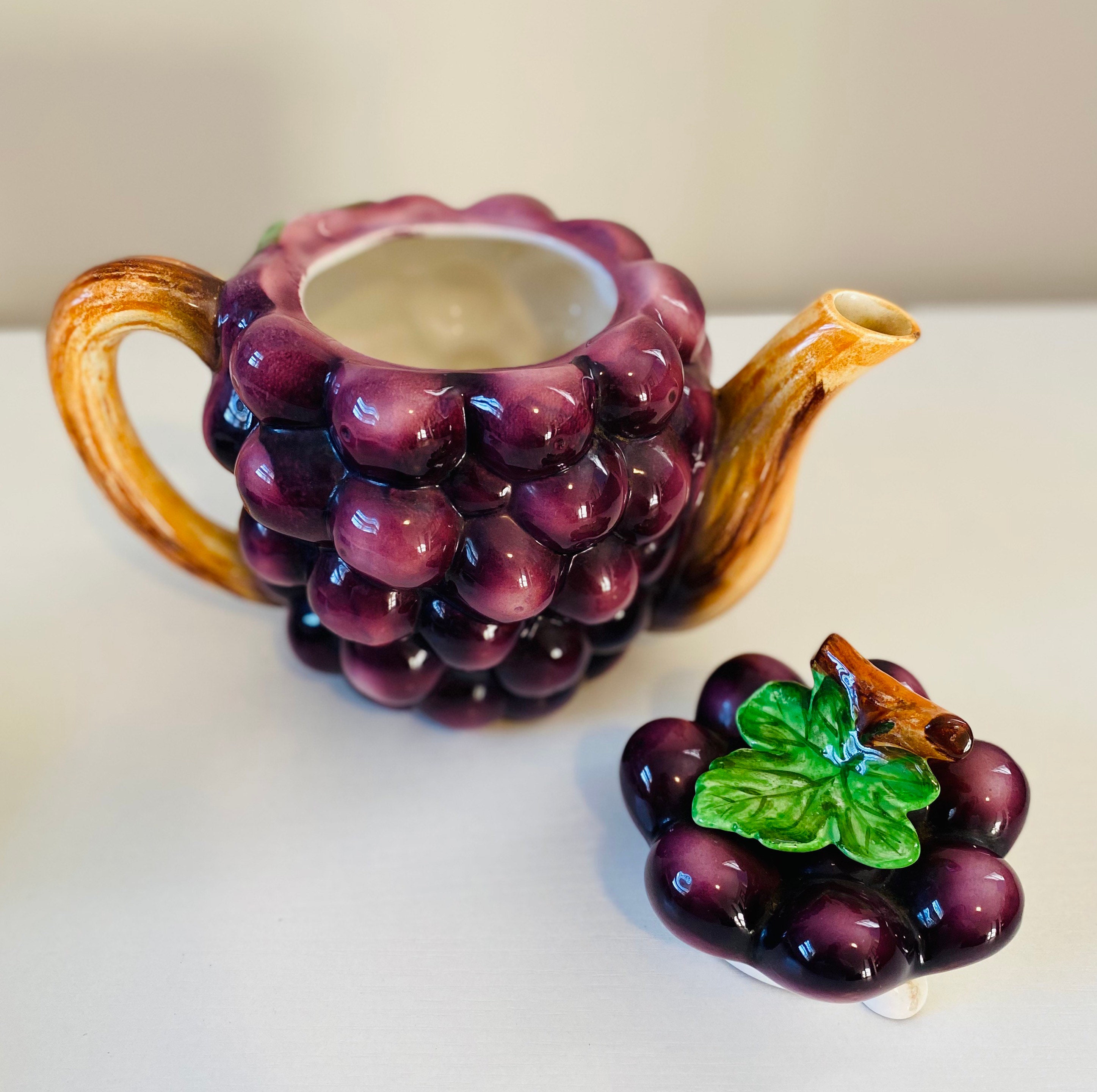 Vintage Lefton Hand Painted Grapes Tea Pot and Sugar Dish | Etsy