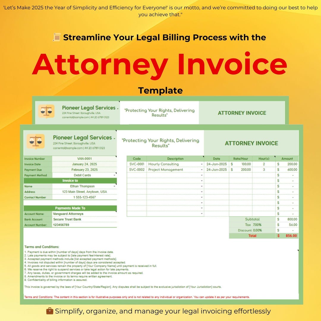 Attorney Invoice Template, Google Sheets for Legal Billing, Law Firm ...