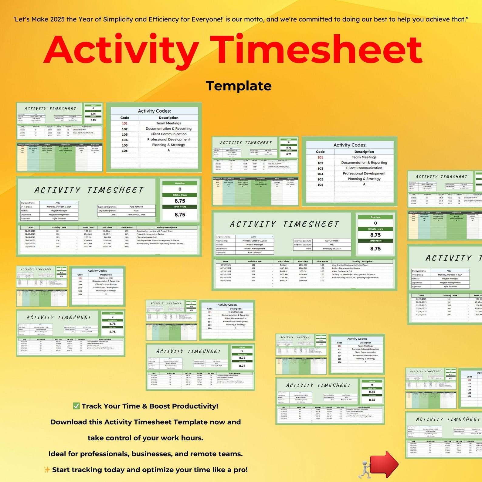 Activity Timesheet Template, Google Sheets, Track Work Hours, Employee ...