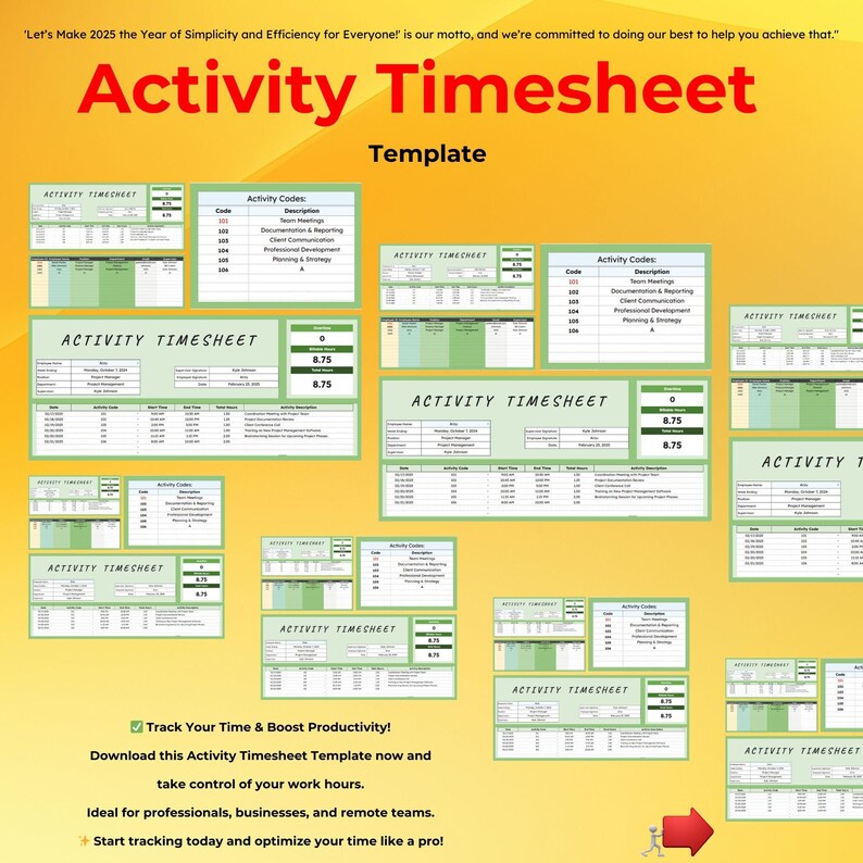 Activity Timesheet Template, Google Sheets, Track Work Hours, Employee ...