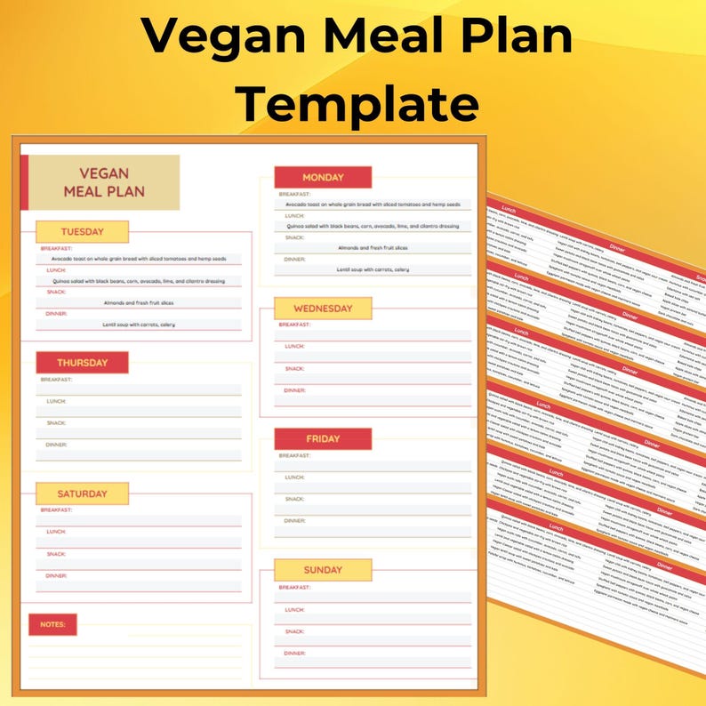 Vegan Meal Plan Template, Google Sheets Weekly Planner, Plant-based ...