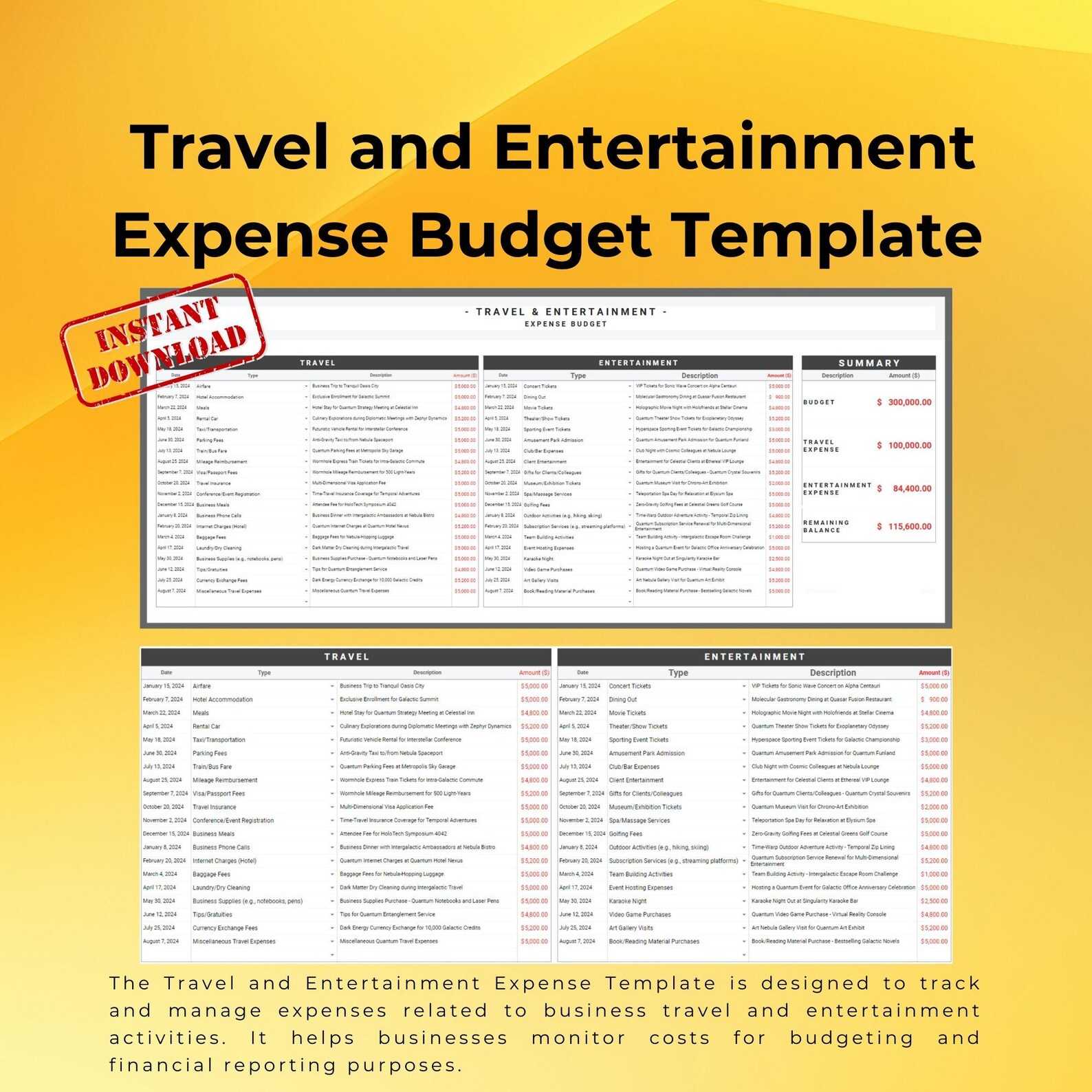 Travel & Entertainment Budget Template, Google Sheets for Trip Planning ...