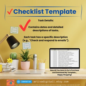 Checklist Template, Google Sheets, Task Manager, To-do List, Daily ...