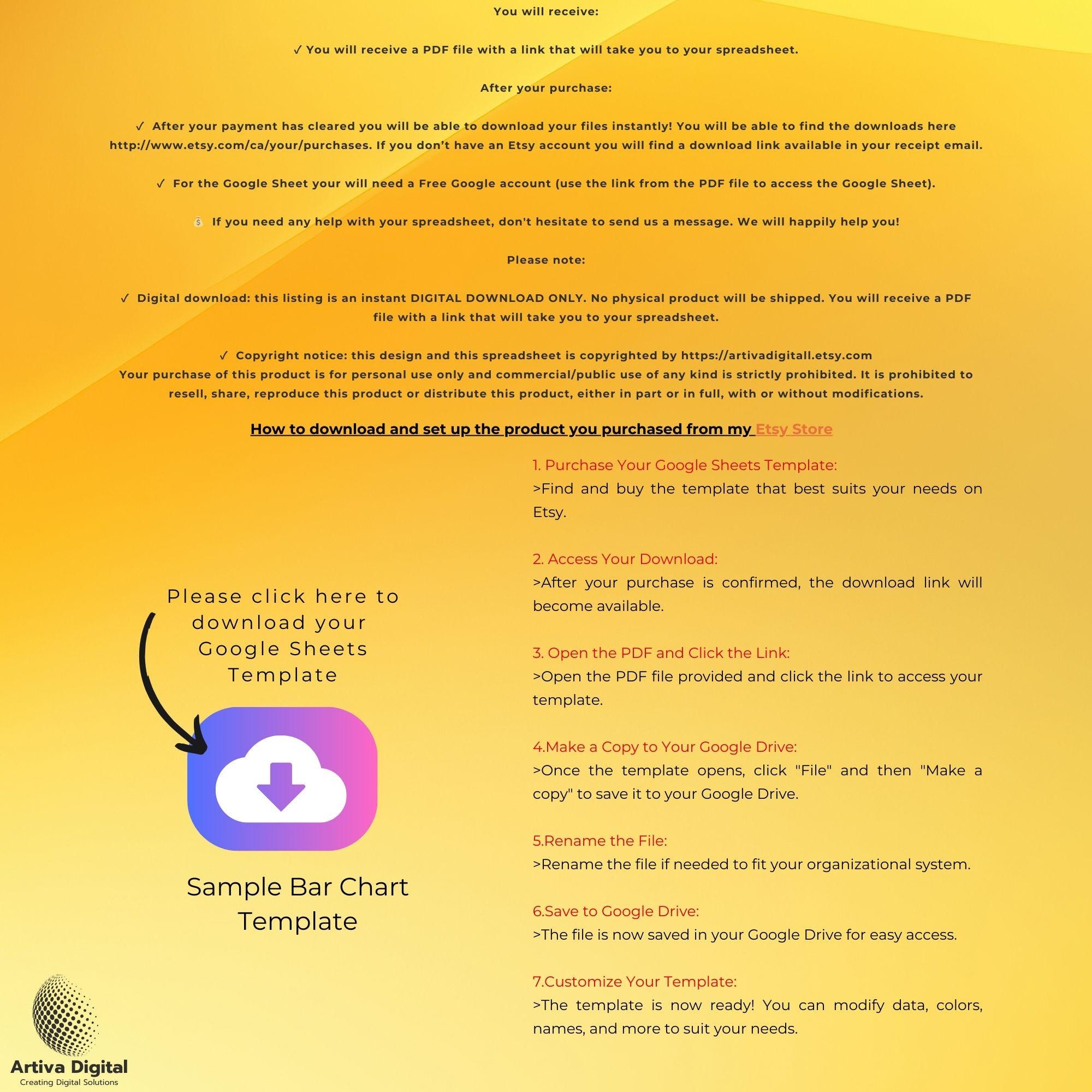 Sample Bar Chart Template, Google Sheets Data Visualization, Analytics & Reporting, Editable ...